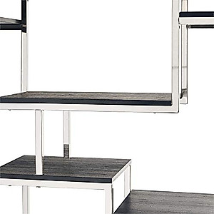 BOWERY HILL 71" Tall Bookshelf, 7-Tier Classic Bookcase, 9-Shelf Open Storage Shelves Organizer in Chrome for Home Office