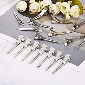 Hicarer 1.75 Inches Single Prong Hair Clips, 50 Pack - Durable Metal Alligator Clips for Dreads Lock Clips, Hair Extensions, Pin Curls, Hair Pins