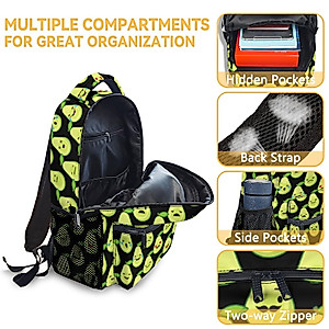 NICEFORNICE Avocado Backpacks Kids, 16 Inch Cute Backpack for School, Black Lightweight Bookbag for Girls