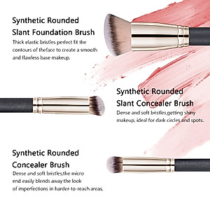 Makeup Brushes Daubigny Foundation Makeup Brushes for Liquid Makeup Pro Kabuki Foundation Brushes Set Premium Synthetic Bristles for Blending Liquid Cream Flawless Powder Buffing Stippling Concealer