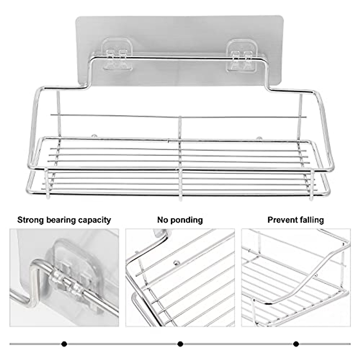 Cabilock 3sets Shampoo Xcm Display Shelf Stainless Soap Hand Toiletry Shower Tissue Drilling Baskets Storage Dish Silver Steel Nail- free X. Kitchen Towel Organizing Floating Wire