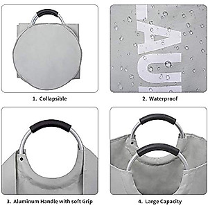 JIANUS Laundry Basket - 82L Large Fabric Laundry Hamper Bags (6 Colors) - Collapsible, Portable, Foldable Clothes Bag Waterproof, Durable Handles for Bathroom, Kids Room (Grey)