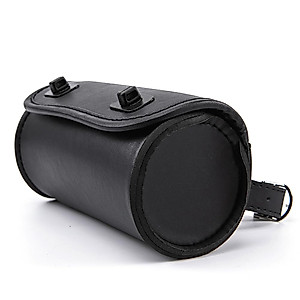 kucehiup Motorcycle Handlebar Bag,Tool Bag PU Leather Universal Barrel Roll Bag Motorcycle Fork Bag Saddlebags Sissy Bar Pouch Storage Bag for Motorbike Bike(Black)