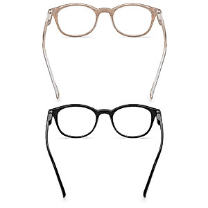 Rae Dunn "ELIZA Blue Light Blocking Reading Glasses - 2 Pack w/LOOK CLOSELY Signature Font Hard Case (Glossy Standard Tortoise/Glossy Jet Black, +0.0)