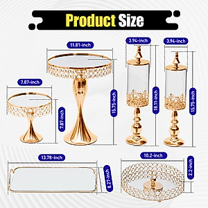 GNJINX 10PCS Gold Crystal Cake Stand - Elegant Display Tower for Cupcakes, Pastries & Candies - Perfect for Weddings, Birthdays, Baby Showers, Anniversaries & Christmas