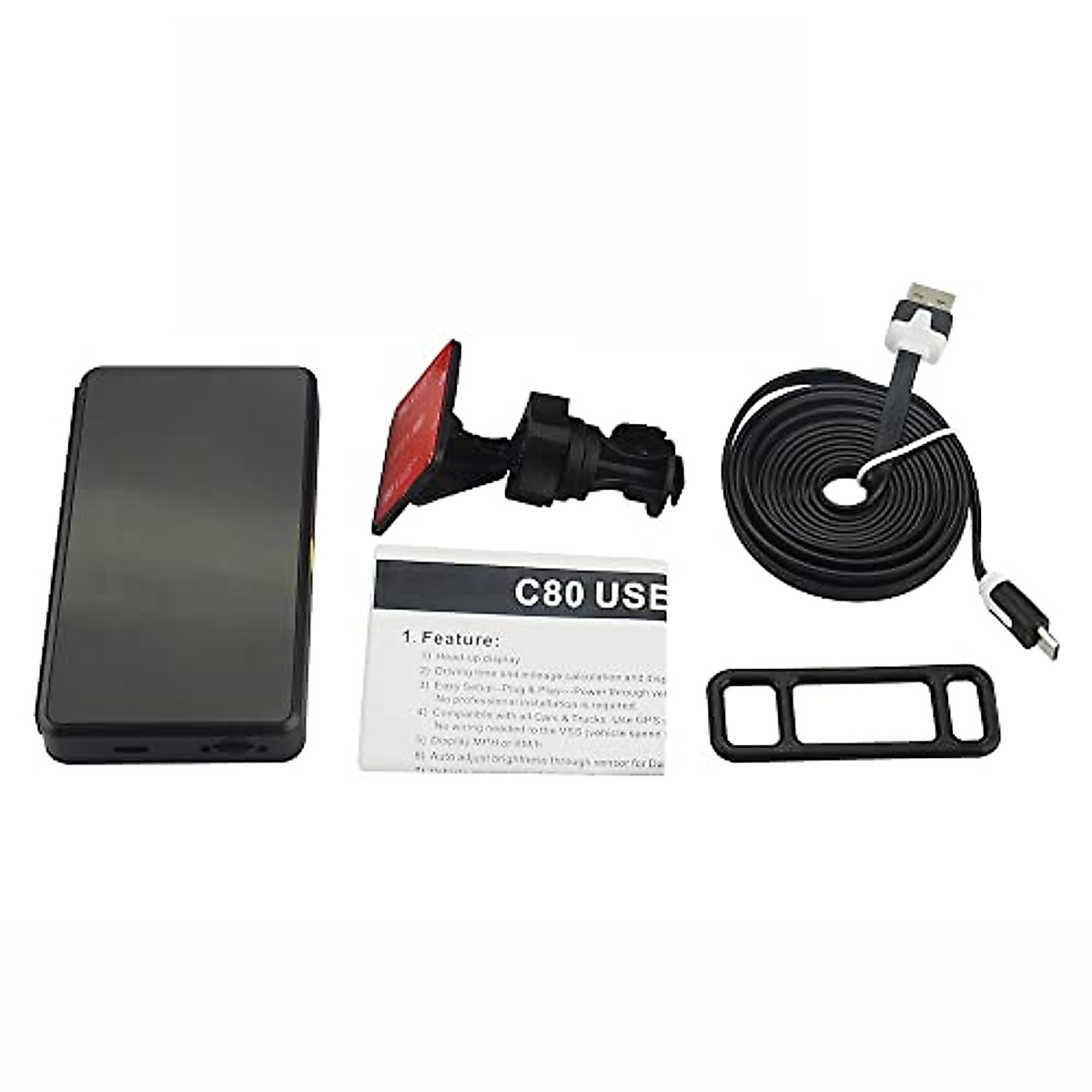 Universal GPS HUD Speedometer C80 Digital Display GPS Head Up Dispaly Speedometer Car Truck Odometer 4.5in Large Screen with Over Speed Warning MPH Fatigue Driving Alarm