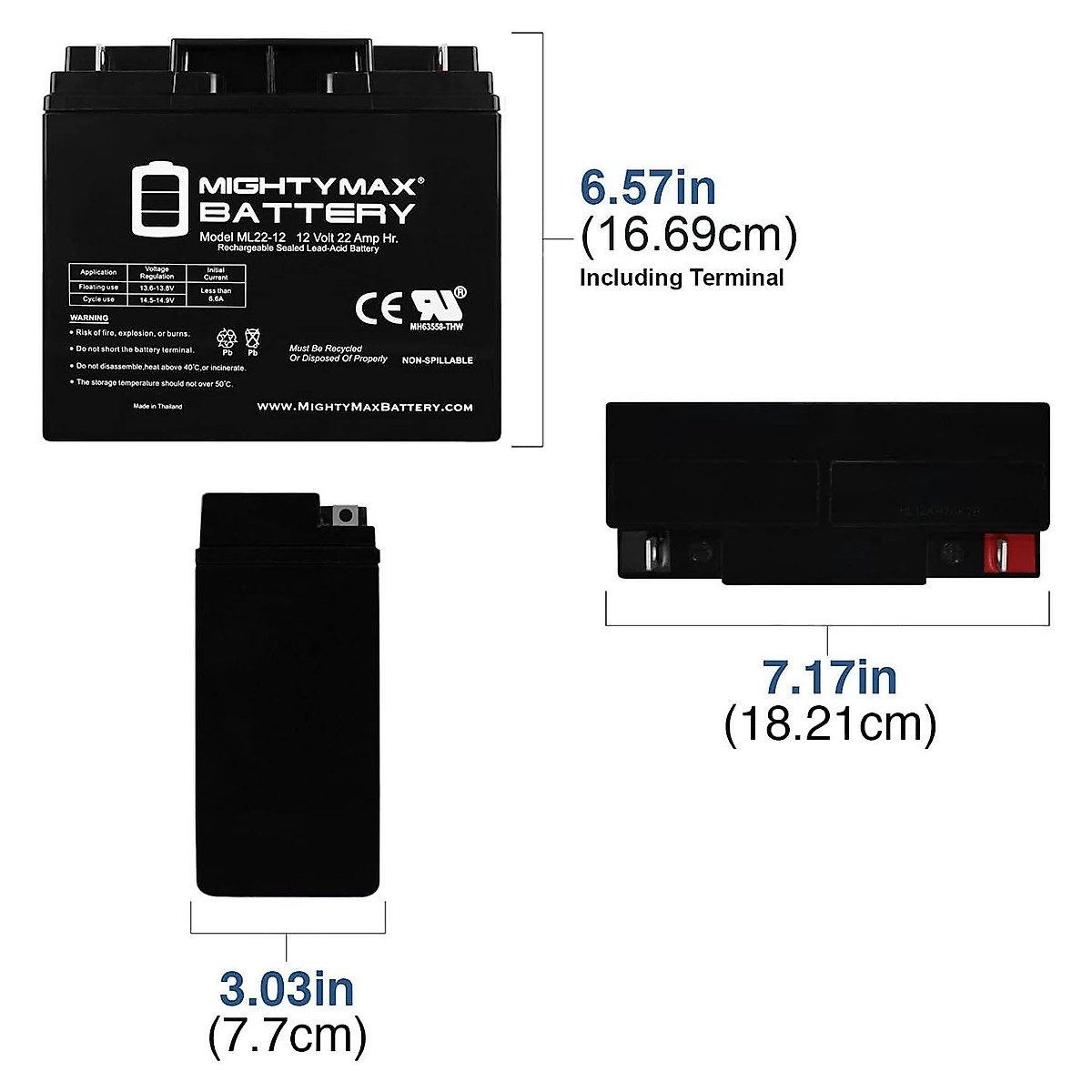 Mighty Max Battery 12V 22AH Battery Replacement for Quick Cable Rescue 1800 604053 Jump Start - 2 Pack