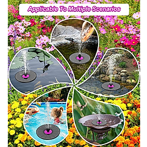 SZMP Solar Fountain 3.5W Bird Bath Fountains with Rosy Flower 2024 Upgraded 100% Glass Panel, Solar Powered Water Fountain with 7 Nozzles, Solar Fountain Pump for Pool, Pond, Garden, Outdoor (Black)