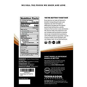 Terrasoul Superfoods Organic Pecans, 11 Oz (Pack of 1) - Mammoth Halves | Fresh | Raw