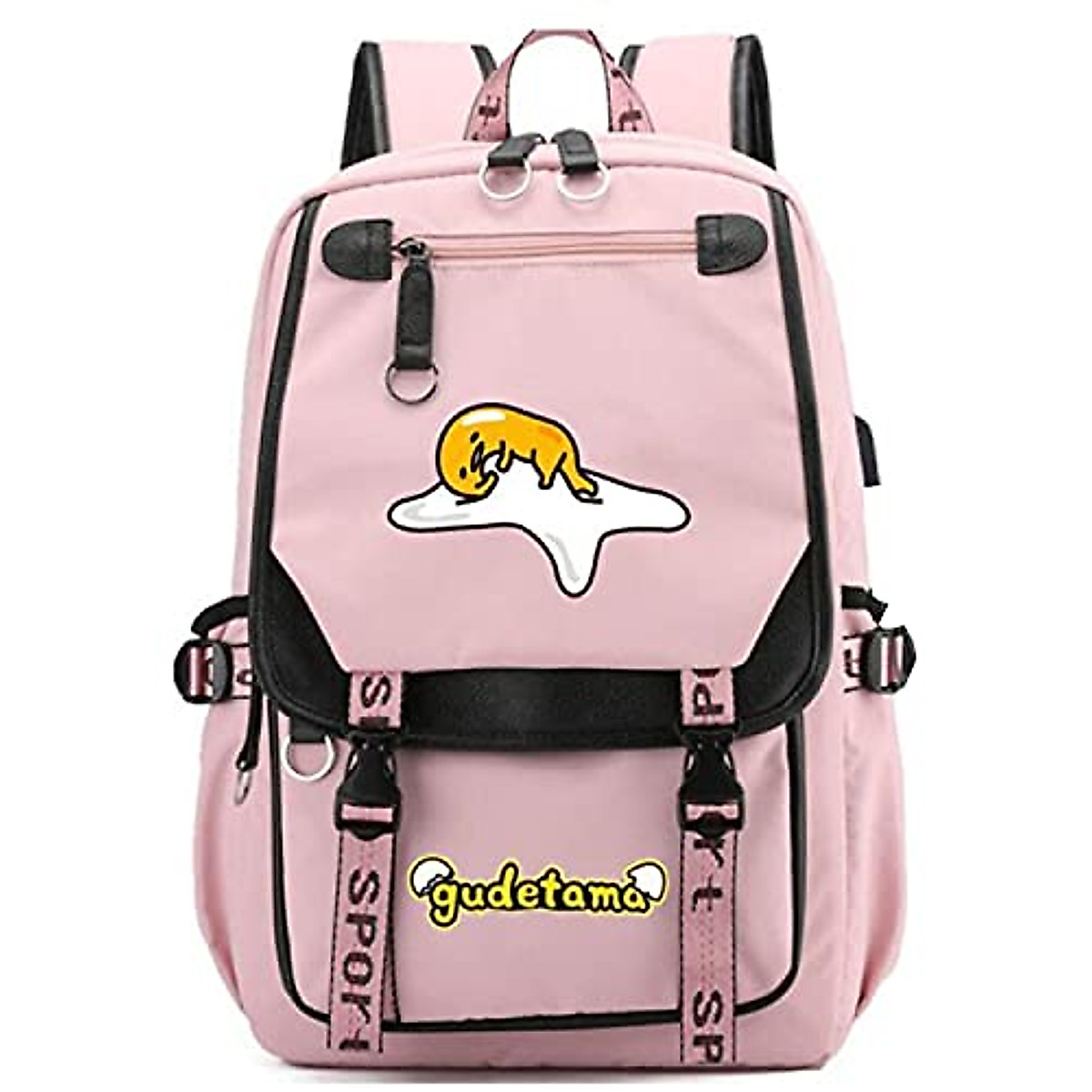 WANHONGYUE Gudetama Anime Backpack Laptop School Bag Student Bookbag Cosplay Daypack Rucksack Bag with USB Charging Port 1200/14