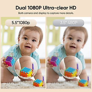 bonoch Video Baby Monitor No WiFi, Local Storage+Playback, 1080p HD Camera&Display, Baby Monitor with Camera and Audio, 7800mAh, 1800ft Range, Motion&Sound Detection, Hack-Proof, Additional 110° Lens