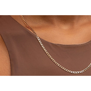 Verona Jewelers 10K Gold Unisex 2.2mm Italian Cuban Curb Link Chain Necklace- 10K Necklaces, 10 Karat Gold Chain, 16" 18" 20" 24" 30" (30.00, 2.2MM)