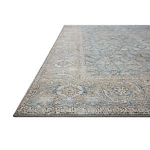 Loloi II Wynter Collection WYN-10 Ocean/Silver 5'-0" x 7'-6", 13" Thick, Area Rug, Soft, Durable, Printed, Vintage Inspired, Low Pile, Non-Shedding, Easy Clean, Living Room Rug