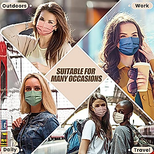 NEWLA Face Mask Disposable Adult - 4 Ply Protection Masks 50 Pack Individually Wrapped Mask Multicolored Breathable Safety Masks for Women & Men