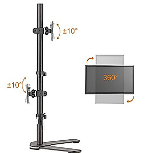 Dual Monitor Stand Free Standing Desk Mount Fits Two Screens up to 32 inch 22 lbs Fully Adjustable Arms with Max VESA 100x100mm (ML7802)
