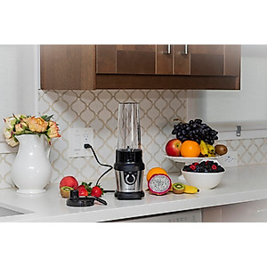 Smoothie Blender, Personal Blender for Protein Shakes Smoothies, 24 Oz BPA Free Travel Cup and Lid,Portable Blender, LED Display for Traveling Fruit Veggie Juicer & More-Black(400W)