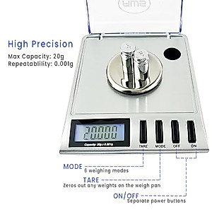 Gemini 20 - Portable Precision Modern Stainless Steel Digital Milligram Scale 20g x 0.001g (Silver) - AMERICAN WEIGH SCALES