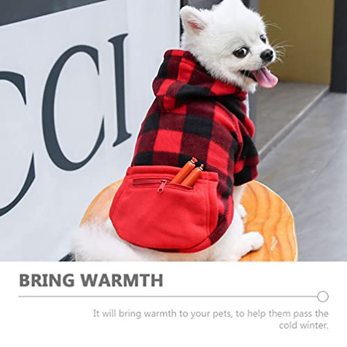 generic Christmas Plaid Dog Hoodie Soft Warm Pet Clothes with Hat - Dog Sweater with Pocket Puppy Sweatshirt Dog Winter Clothes Hooded Coat for Dogs Puppy Cats Kitten - Size XS