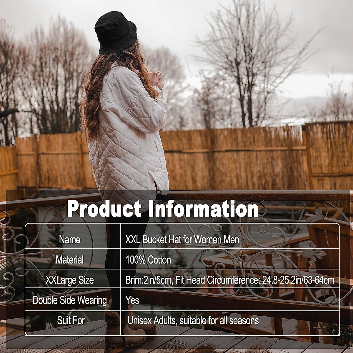 Oversize XXL Cotton Bucket Hat, Unisex Reversible Trendy Fisherman Hats, Double Side Wear Fishing Hat Summer Sun Hat