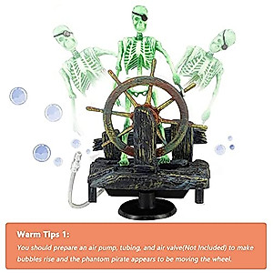 Mesee Aquarium Pirate Captain Decoration, Skeleton Seaman Landscape Fish Tank Decor, Undersea Air-driven Aquatic Ornament Decorations for Home Fishing Tank /Arts Crafts /Decorating