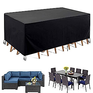 KNHUOS Patio Furniture Covers,108"L x 82"W x 27.8"H Outdoor Furniture Cover Waterproof, Outdoor Table and Chair Set Cover Wind Dust Proof Anti-UV, Durable Patio Furniture Cover，Rectangular