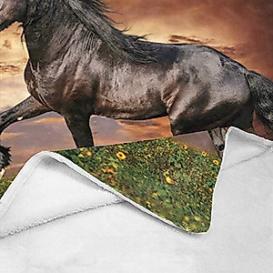CUXWEOT Custom Blanket with Name Text Personalized Running Horse Soft Fleece Throw Blanket for Gifts (50 X 60 inches)