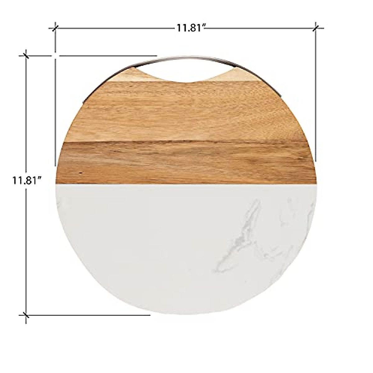 C.R Gibson QSBW-24018 Marble and Wood Charcuterie Board Serving Tray, 11.8'' D, Multicolor