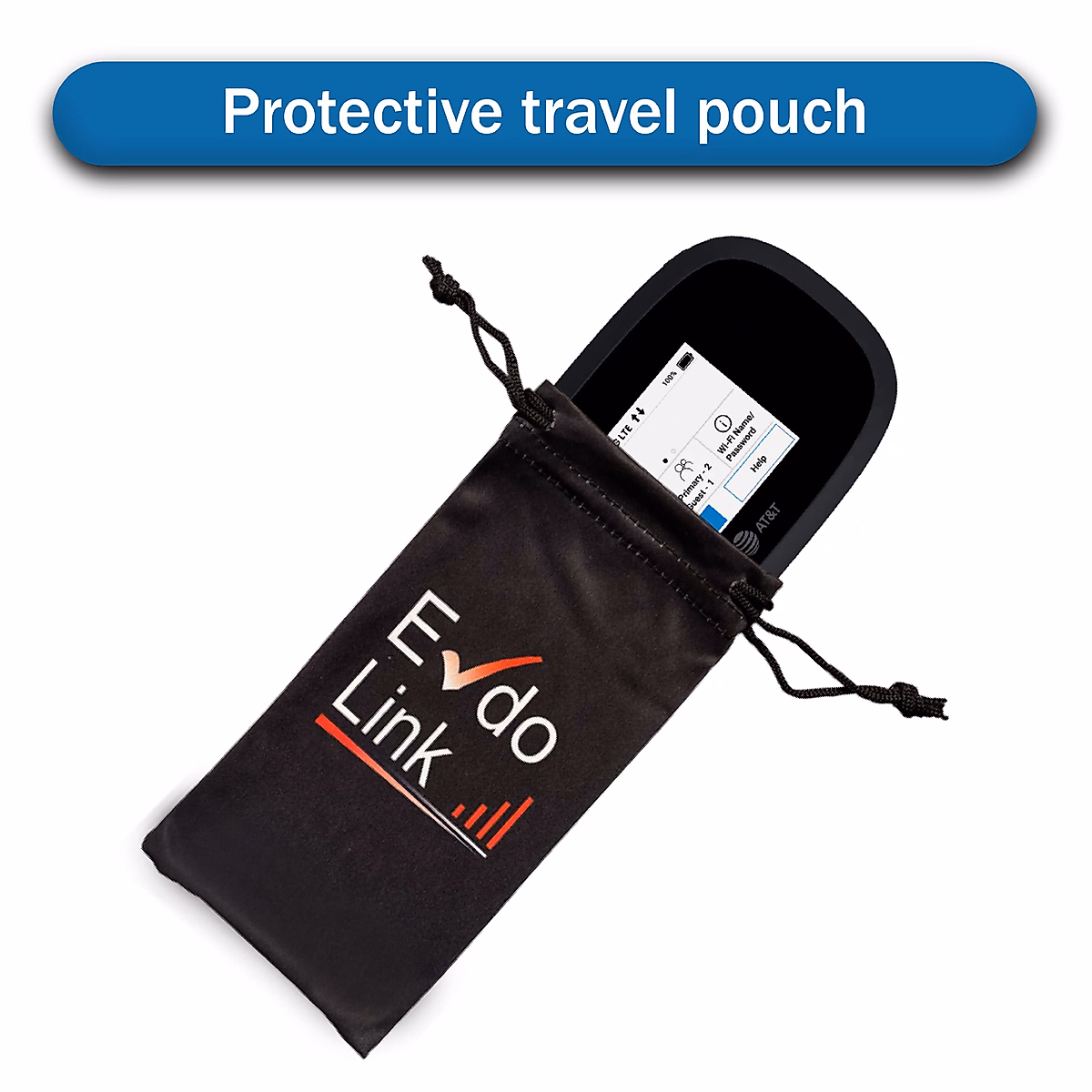 AT&T Wireless Hotspot WiFi Device 4G LTE MiFi 8000 | Global 4G Cat18 LTE | Up to 1 Gbps | EVDO-LINK Bundle for Mobile Hotspot Device | with SIM Card and Extra Battery