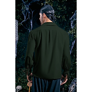 Mens Medieval Pirate Shirt Viking Renaissance Lace up Mercenary Halloween Scottish Jacobite Ghillie Tops