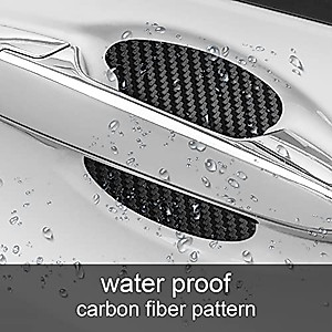 jeseny 4PCS Car Door Handle Sticker, Universal for Most Car Handles, Carbon Fiber Anti-Scratches Car Door Cup Protector, Non-Marking Auto Door Handle Protective Film (Black)