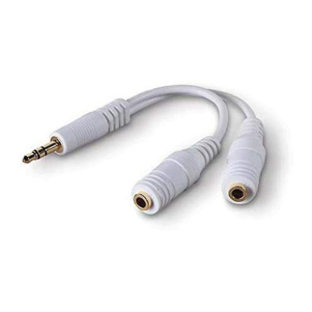 3.5mm Headset Splitter Earphone Speaker Audio Y Adapter 2-Port White for Samsung Galaxy Tab 3 8.0 - Samsung Galaxy Tab 4 10.1 SM-T530 - Samsung Galaxy Tab 4 7.0