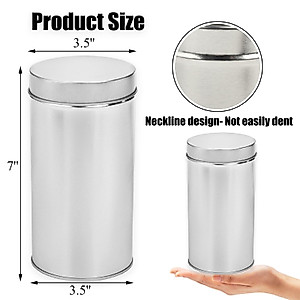 Yesland 8 Pack Tea Tin Canister with Airtight Double Lids, 33 Fluid oz Tea Storage Organizer Tin Can Box Round Loose Leaf Tea Kitchen Canisters for Coffee, Candy, Herbs and Spices(Silver)