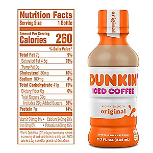 Dunkin Donuts Iced Coffee, Original, 13.7 Fluid Ounce (Pack of 12)