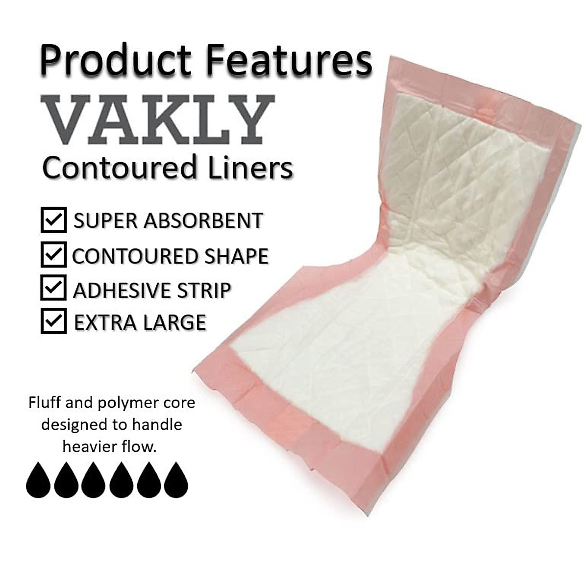 Extra Large Super-Absorbent Contoured Hospital Style Pad Liners - 7"X14" - Maternity Pads- Incontinence Liners (20)