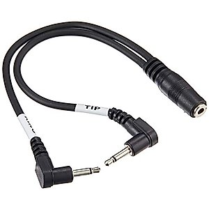 Hosa YMM-492 3.5 mm TRSF to Dual Right Angle 3.5 mm TS Air Travel Headphone Adaptor Cable