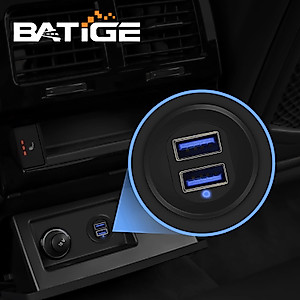 BATIGE Alloy Dual Port USB 3.0 Car Dashboard Flush Mount Cable, Male to Female with LED Indicator Extension Cable for Car Truck Boat Motorcycle Dashboard Panel - 3ft