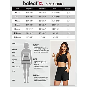 BALEAF Women's Swim Shorts Tummy Control Modest Swimsuits Bathing Suit Bottoms 5" Board Shorts Beach Trunks with Pockets Black XL