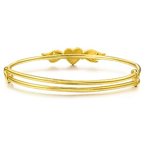 CHOW SANG SANG Chinese Wedding Collection 999.9 24K Solid Gold Price-by-Weight 8.98g Gold Heart with Wings Bangle for Women and Wedding Occasion 89222K | Adjustable Size