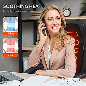 CuPiLo Full Back Massager with Heat,5 Vibrating Modes & 2 Heat Levels,Back Massager Chair Pad,Electric Massage Seat Cushion, Seat Massage Pad,Ideal Gifts for Dad,Mom,Him,Her(Black)