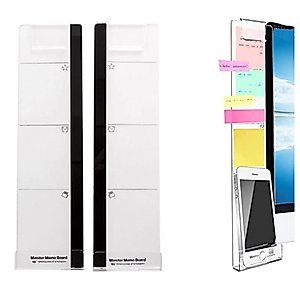 Computer Monitor Message Board memo Message Board Screen Side Panel with Mobile Phone Bracket 2 Pieces (Left and Right)