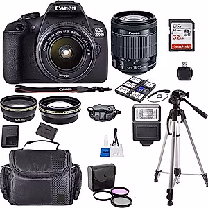 Canon EOS 2000D Rebel T7 Kit with EF-S 18-55mm f/3.5-5.6 III Lens + Accessory Bundle Model Electronics Cloth (Renewed) Black
