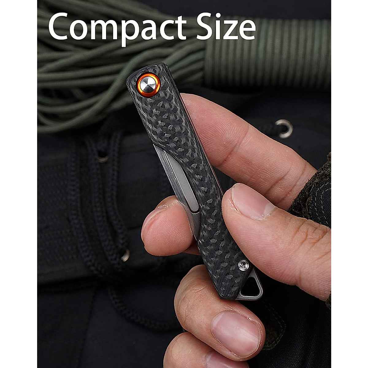 ainhue A32-CF Compact Slip Joint Scalpel Folding Pocket Knife, 10pcs #24 Replaceable Blade, 3.2 inches Contoured Carbon Fiber Handle with Lanyard, Utility EDC Keychain Box Opening Knives