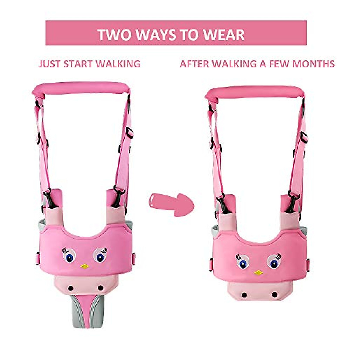 ORANGEHOME Baby Walker, Toddler Walking Harness Assistant, Handheld Walk Helper Babies, Safety Harnesses Breathable Help Stand Up&Walk Learning Helper for 7-24 Month Infant Activity-Pink