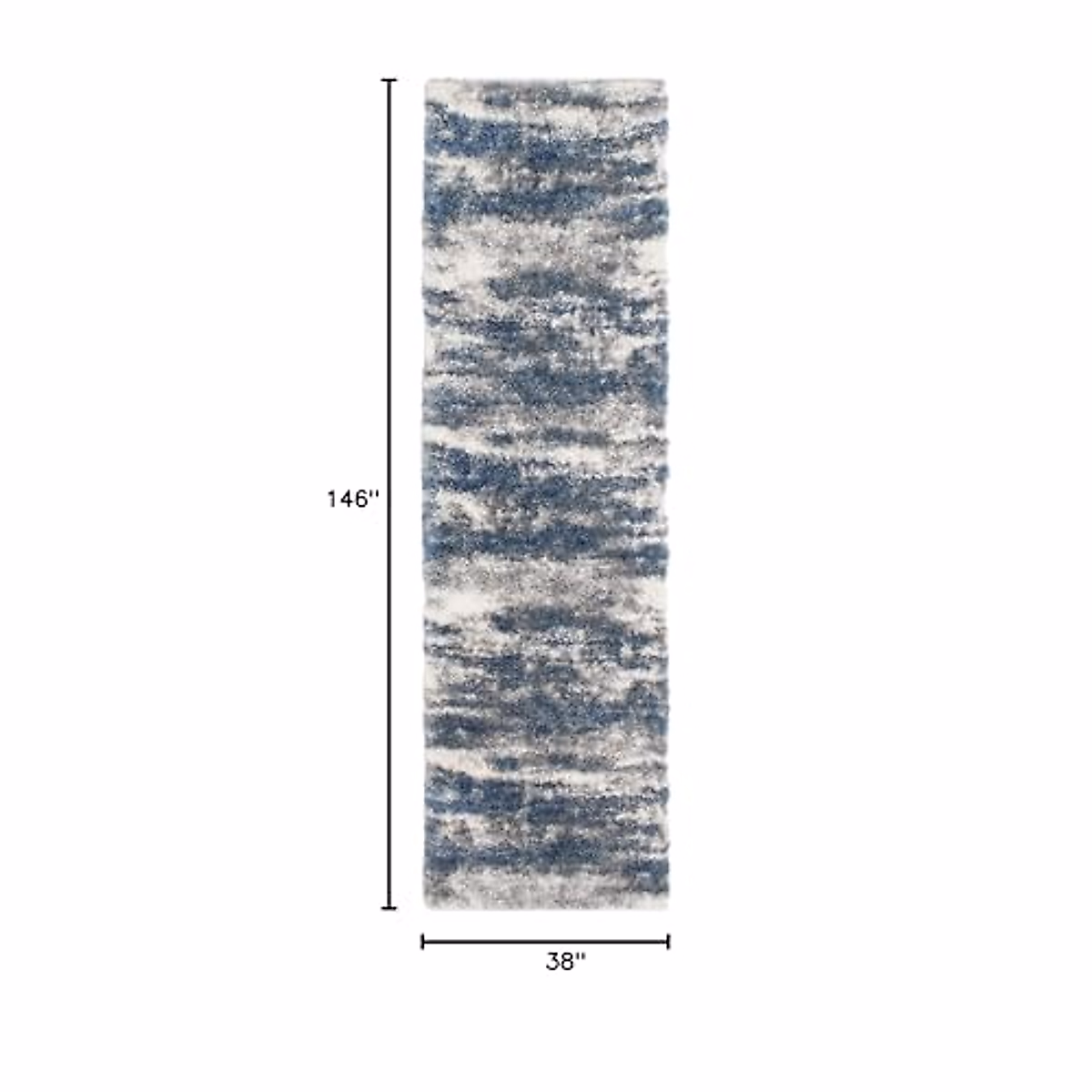 Noori Rug - Premium & Luxury Imported - Lux Madison Machine Made High Pile Abstract - Runner - Blue - Grey - 3'2" x 12'2", Entryway, Kitchen