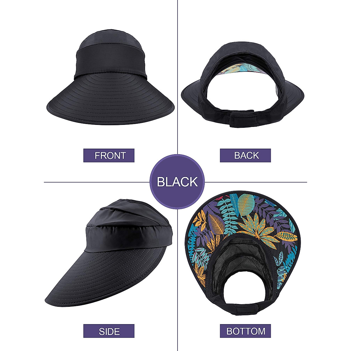 2 Pieces Sun Visor Hats UV Protection Caps Summer Wide Brim Beach Hat for Women Multicoloured