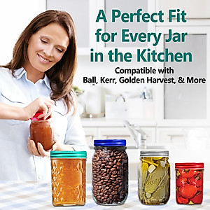 Regular Mason Jar Lids & Rings – 60 Pc. Replacement Mason Jar Lids Set of 48 Lids & 12 Bands – Colorful Baflan-Brand Kerr & Ball Mason Jar Lids with Regular Mouth for Canning Supplies, Crafts, & More