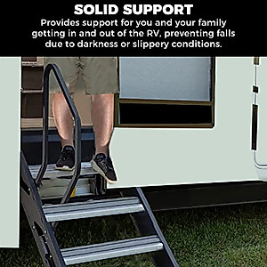RV Handrail Compatible with Any Generation 3 Triple Or Quad Solid Step for 5th Wheel Rvs Travel Trailers Steel 3 or 4 Step Handrail