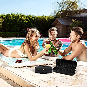 COMECASE Hard Travel Case for JBL Charge 4/ Charge 5 Waterproof Bluetooth Speaker. Carrying Storage Bag Fits Charger and USB Cable (Case Only) - Black