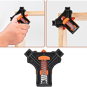 4pcs 90 Degree Angle Clamps, Corner 90° Woodworking Corner Clip, Right Angle Clip Fixer, Clamp Tool with Adjustable Hand Tools (4PCS2)