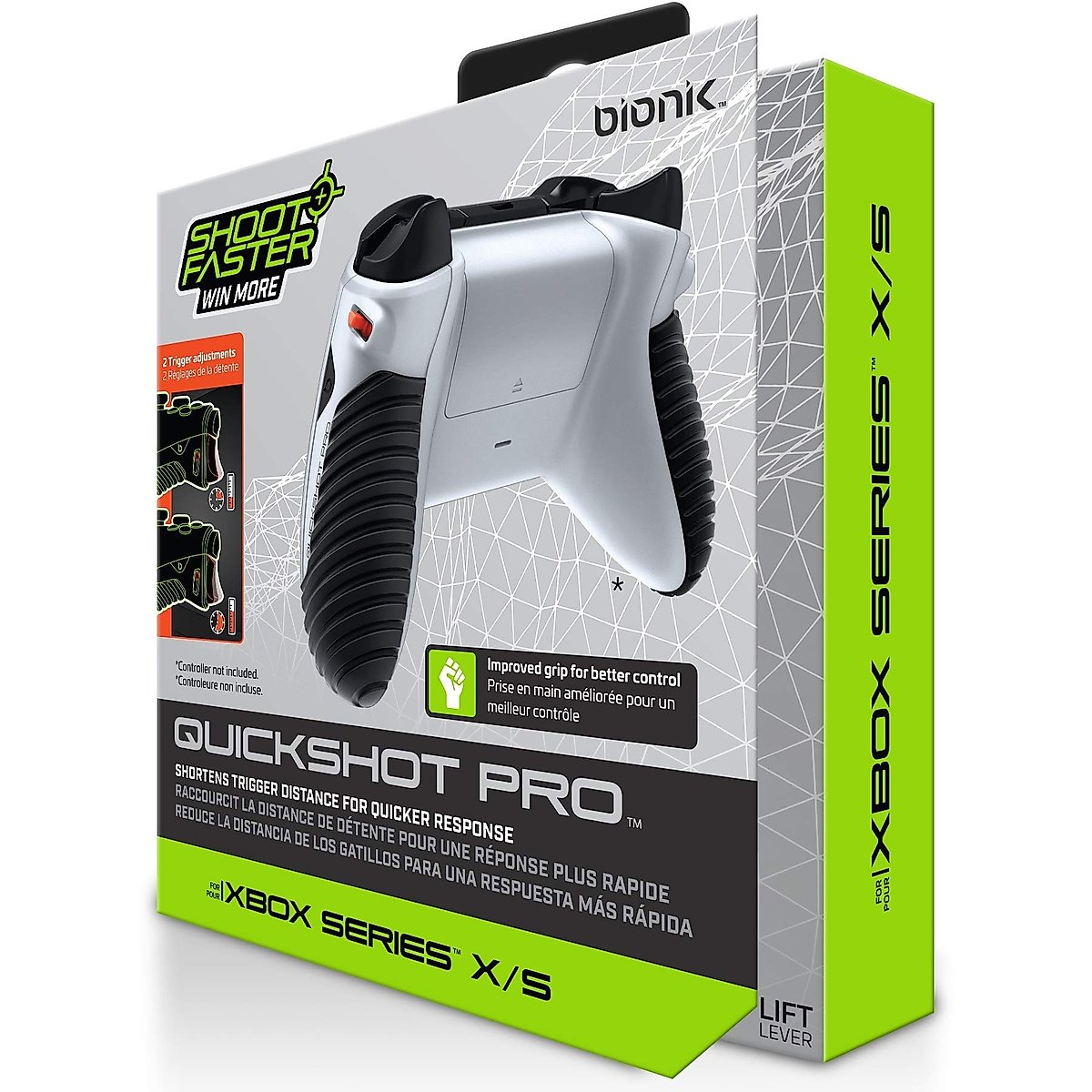 Bionik Quickshot Pro For Xbox Series X/S: Custom Grip and Dual Trigger locks for Faster Shots and Improved Gameplay